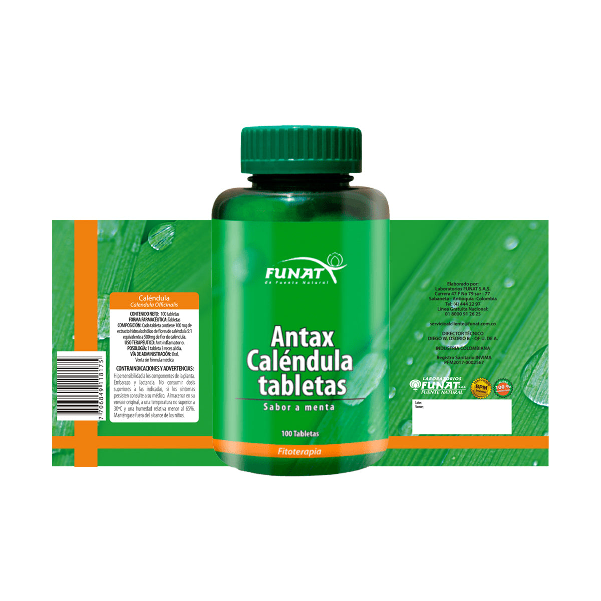 Antax calendula masticable 100 tabletas